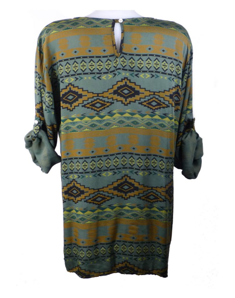 Green Aztec Oversized Tunic back - Fashion Fix Online