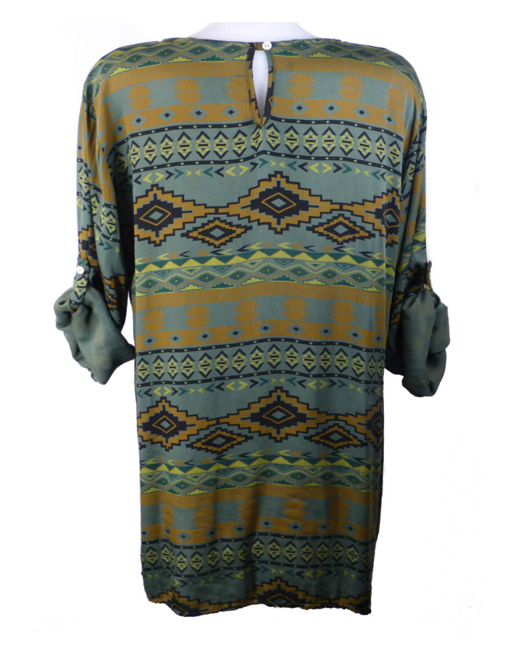 Green Aztec Oversized Tunic back - Fashion Fix Online