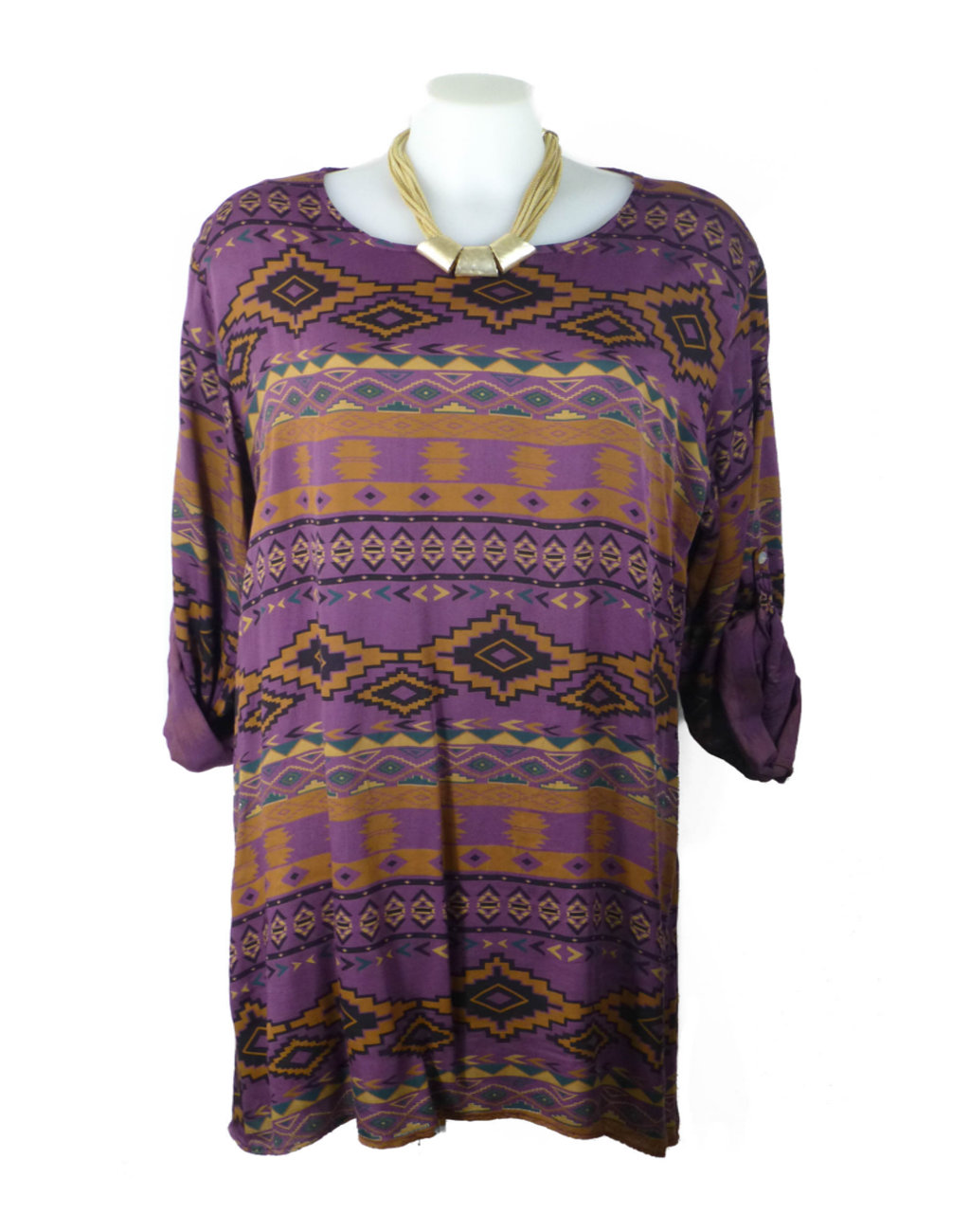Purple Aztec Oversized Tunic front - Fashion Fix Online