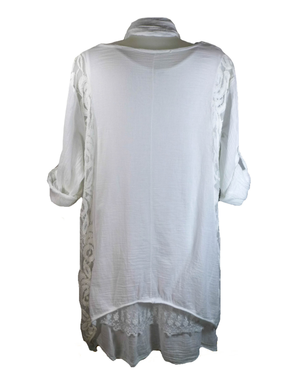 Womens White Italian Style Plus Size Tunic Top