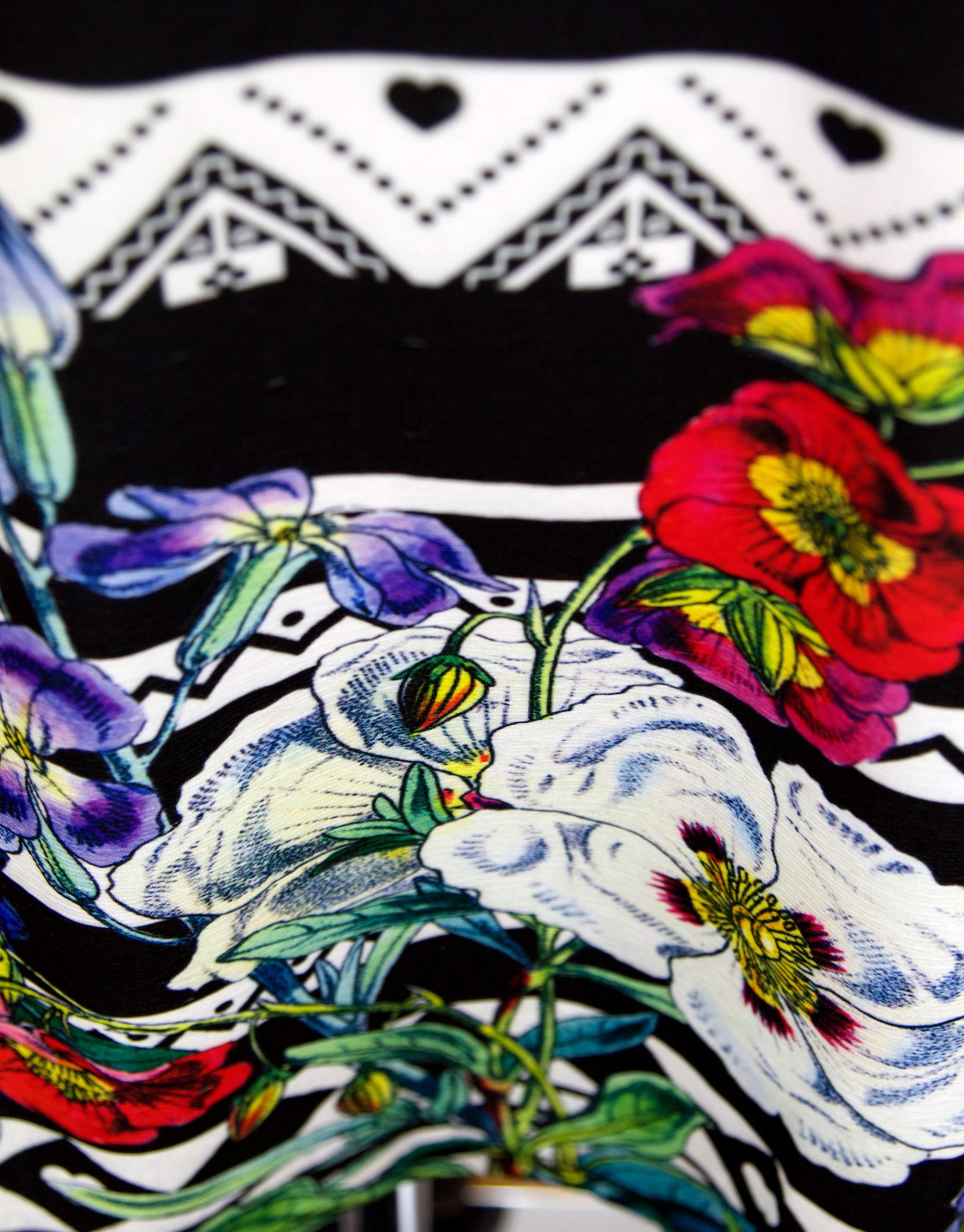 101 Idees Black & White Stripey Floral Dress Detail - Fashion Fix Online