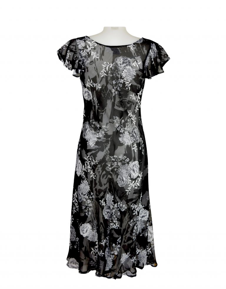 Paramour Reversible 2 In 1 Capped Sleeve Dress Black/White Floral ...
