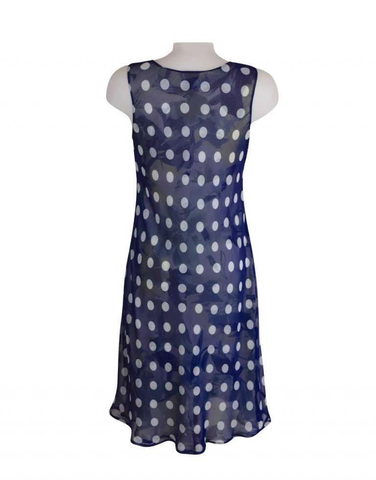 Paramour Reversible 2 In 1 Sleeveless Dress Navy & White Polka Dot ...